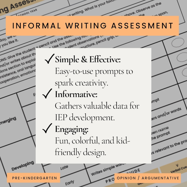 Informal Writing Assessment | Pre-kindergarten | Opinion/argumentative ...