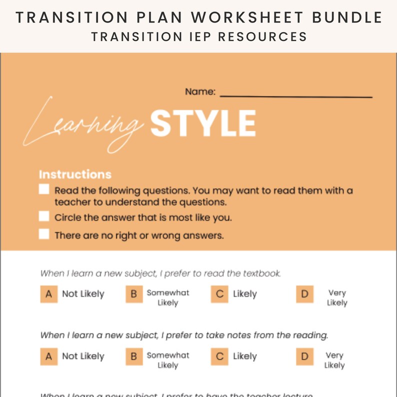 Transition Plan Worksheet Bundle | Transition IEP Worksheets | IEP ...