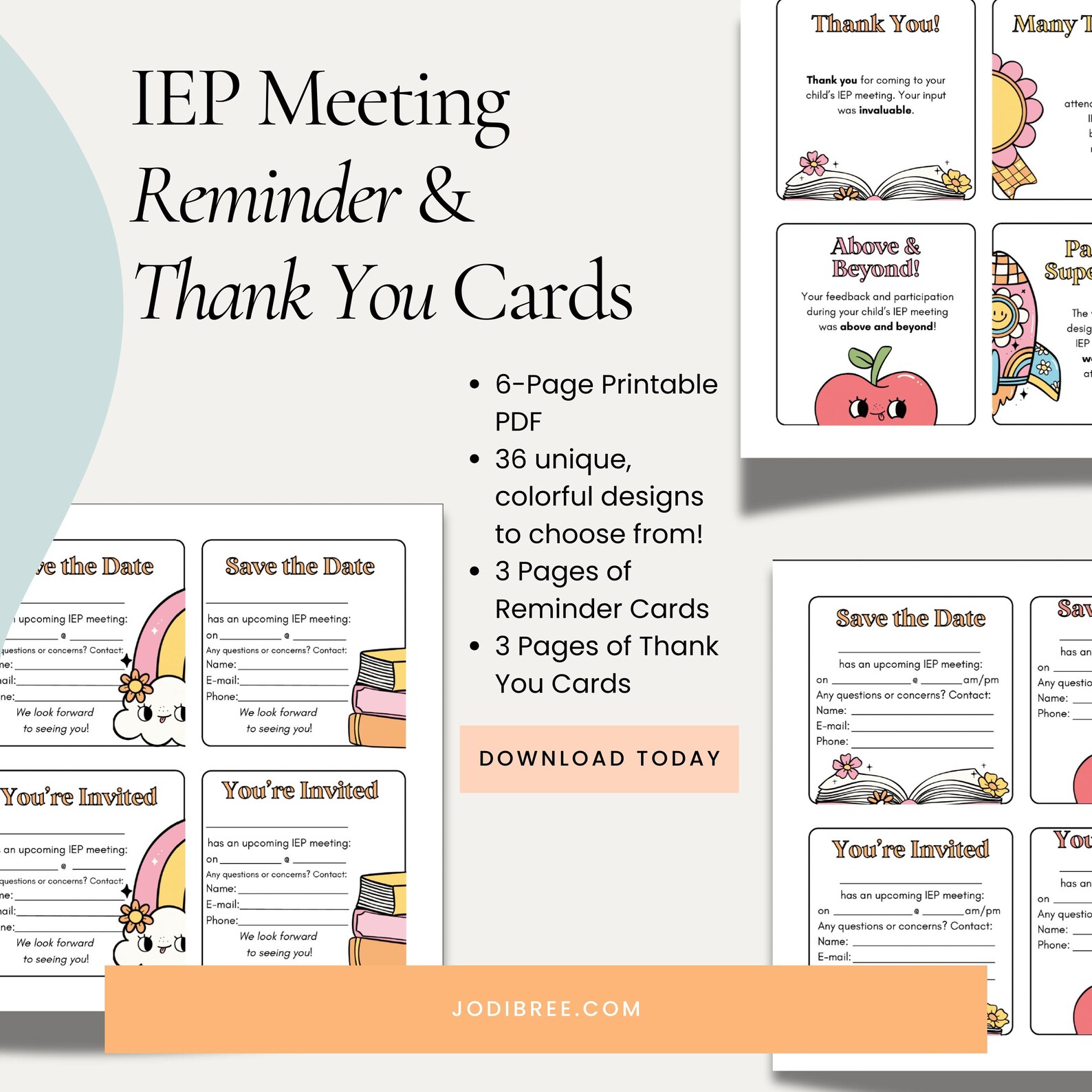 IEP Meeting Reminder Cards and Thank You Notes | ARD Meeting Reminder ...