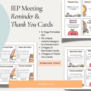 IEP Meeting Reminder Cards and Thank You Notes | ARD Meeting Reminder ...
