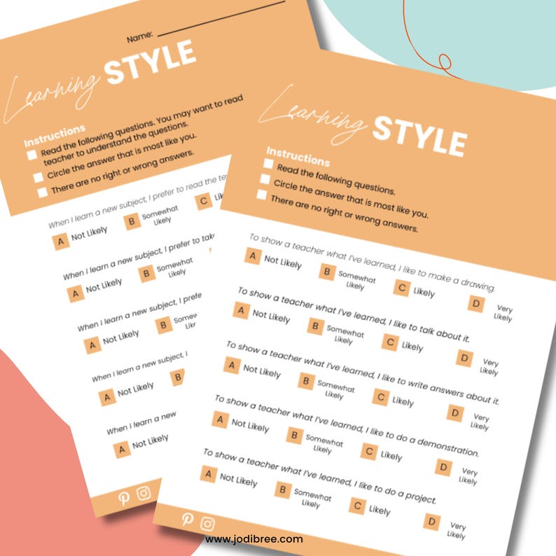 Learning Style Survey | Transition IEP Survey | Printable PDF - Etsy