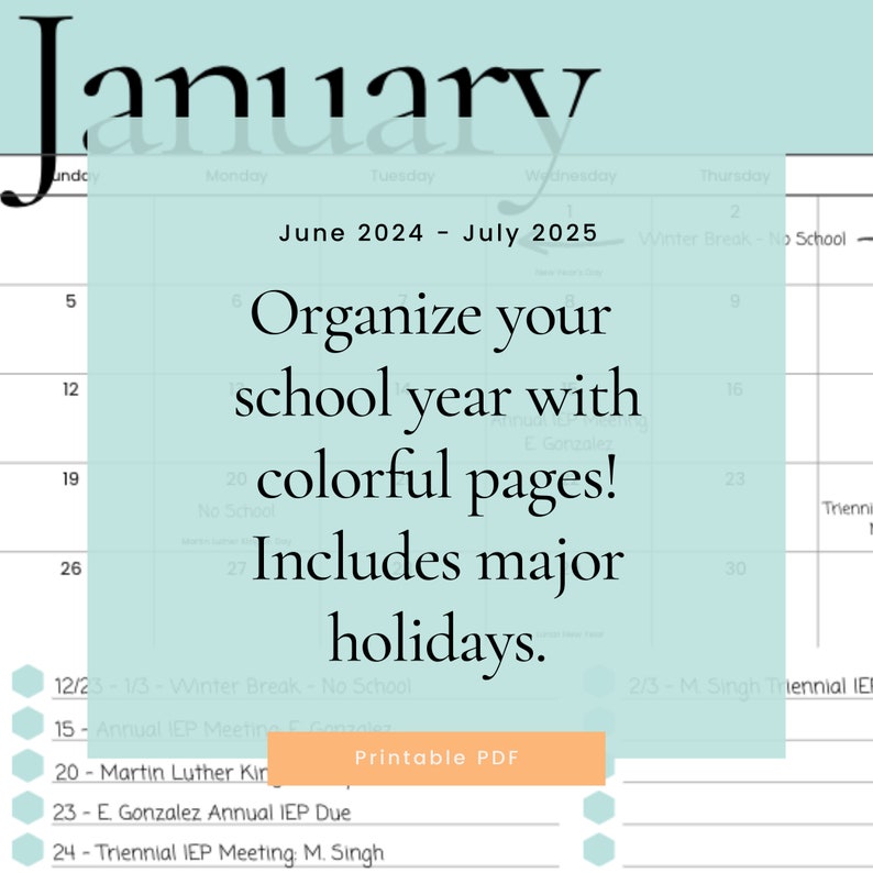 Academic Calendar 2024-2025 Printable PDF Planner Pages - Etsy