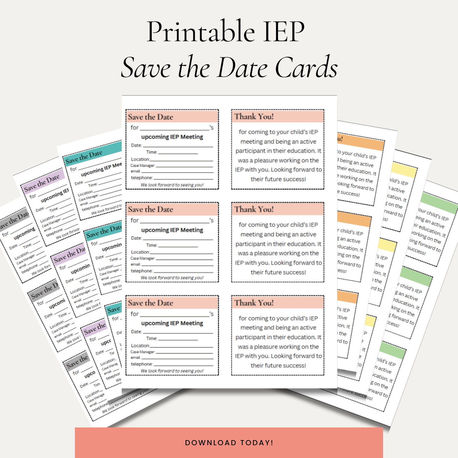 IEP Meeting Save the Date and Thank You Cards | ARD Save the Date and ...
