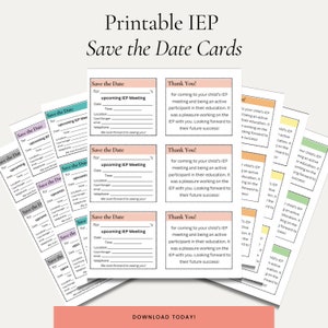 IEP Meeting Save the Date and Thank You Cards | ARD Save the Date and ...