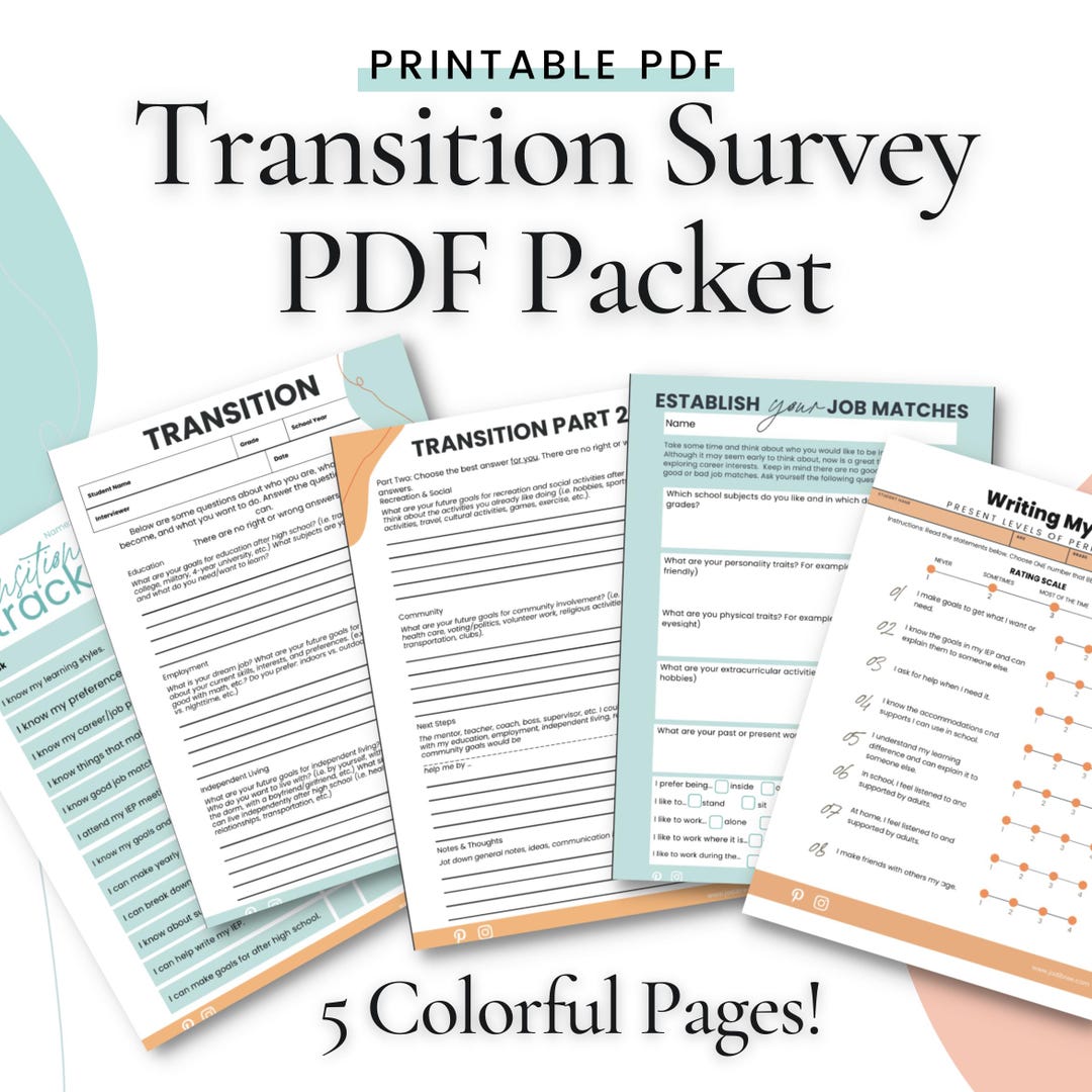 Transition Surveys for IEP | Transition IEP Surveys | Iep Transition ...