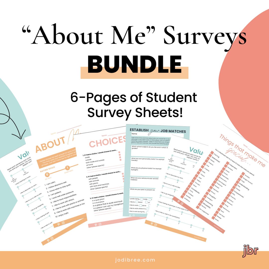 About Me Student Surveys | Student Self-assessments | Printable PDF - Etsy