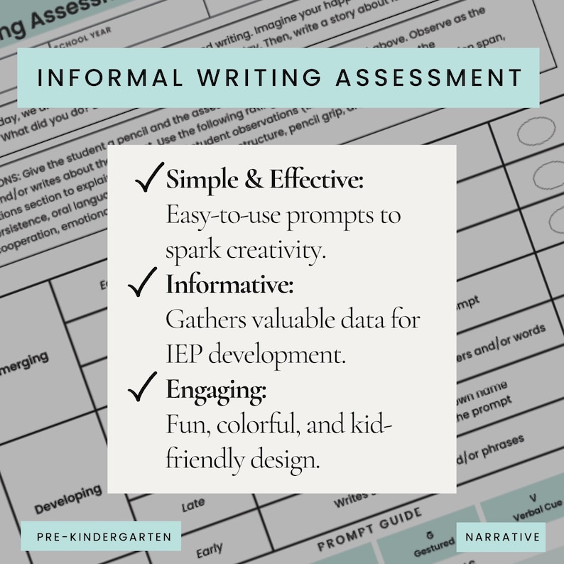 Informal Writing Assessment | Pre-kindergarten Pre-k | Narrative ...