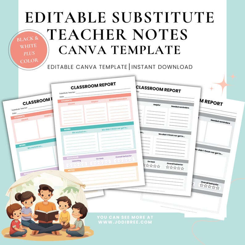 Editable Substitute Teacher Notes Canva Template - Etsy