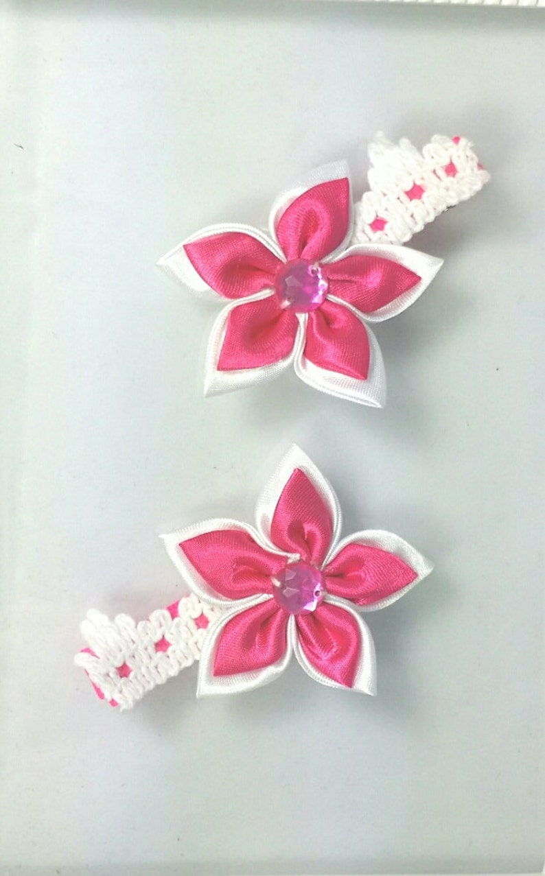 Hot Pink Hair Clips Flower Hair Clips Set of Two Baby Hair | Etsy