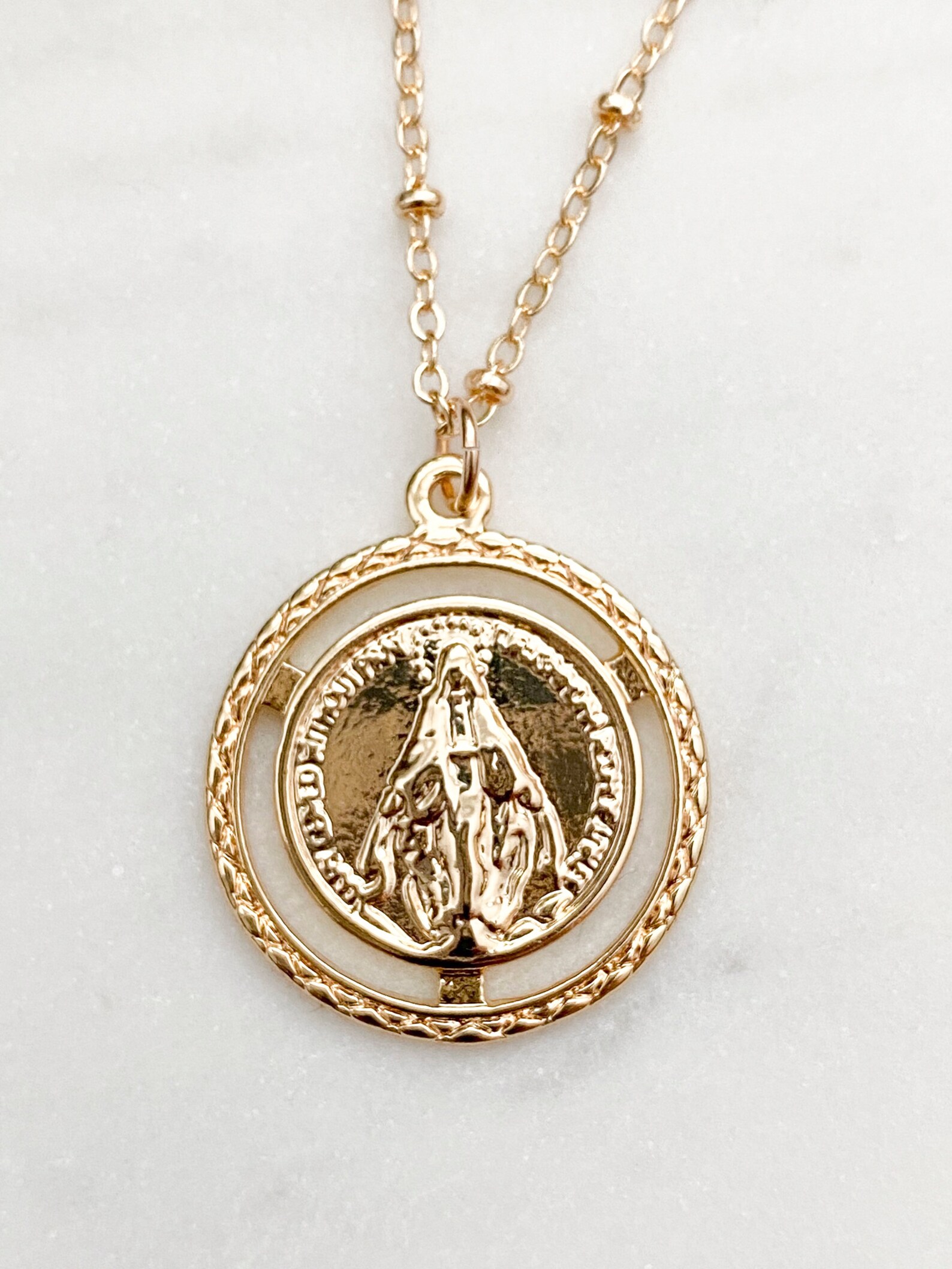 Gold Saint Coin Necklace / Gold Coin Necklace / Religious - Etsy UK