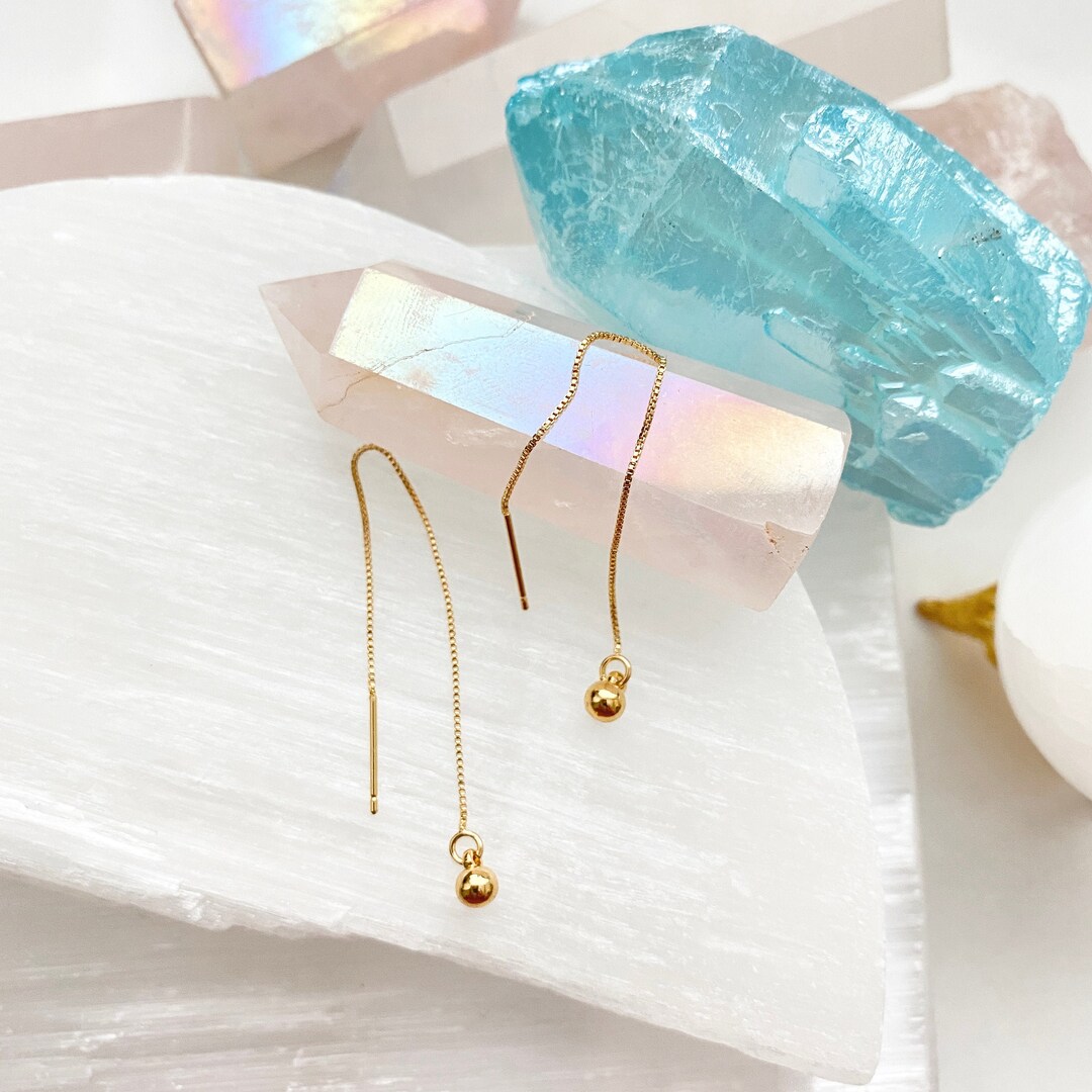 Gold Threader Earrings / Chain Thread Earrings / Simple Gold Earrings ...