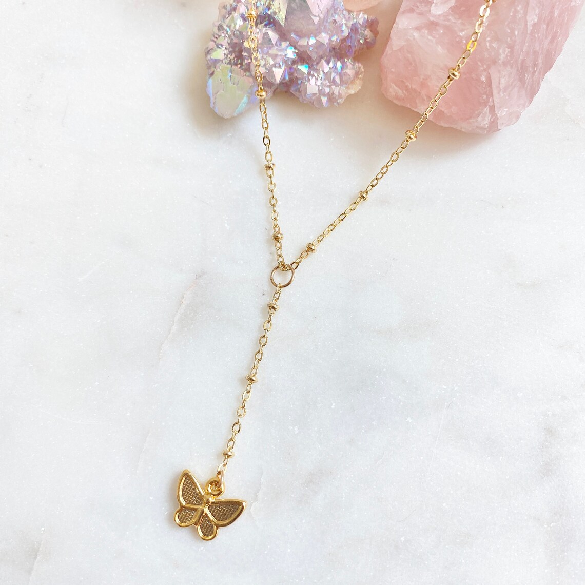 Gold Butterfly Necklace / Butterfly Charm Necklace / Gold - Etsy
