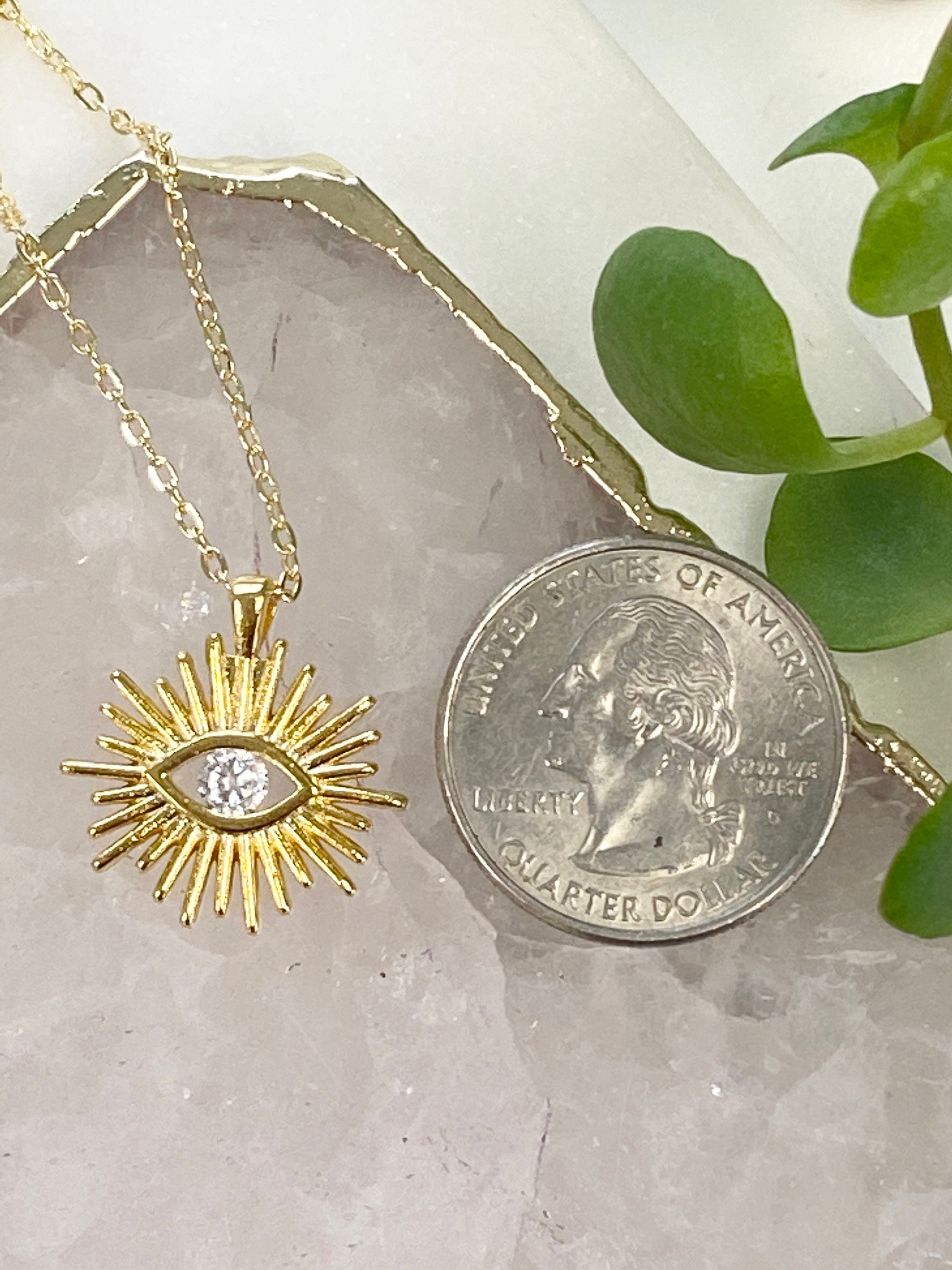 Gold Eye Necklace / Gold Burst Necklace / Mystical Eye | Etsy