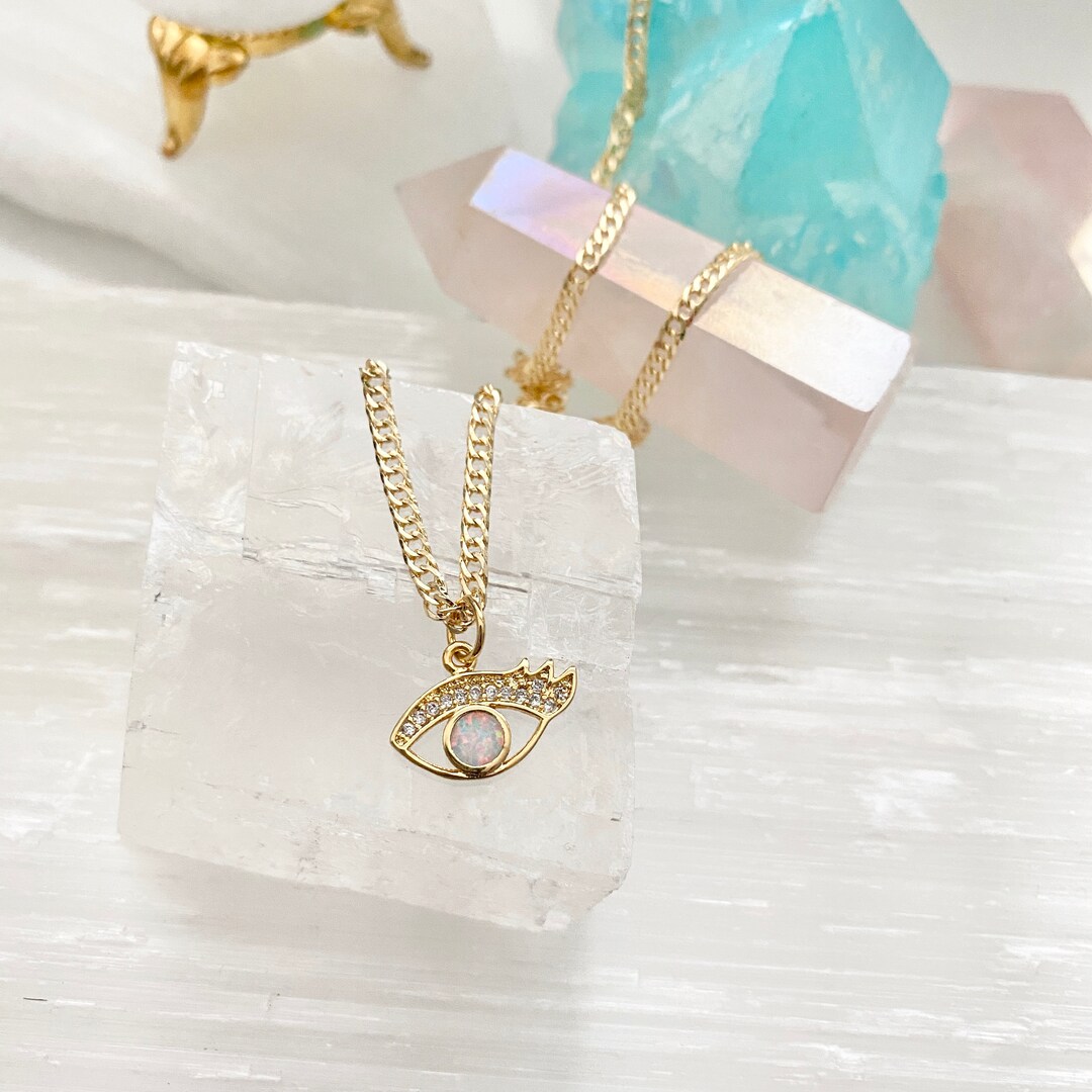 Gold Eye Necklace / Eye Medallion Necklace / Mystical Eye Necklace ...