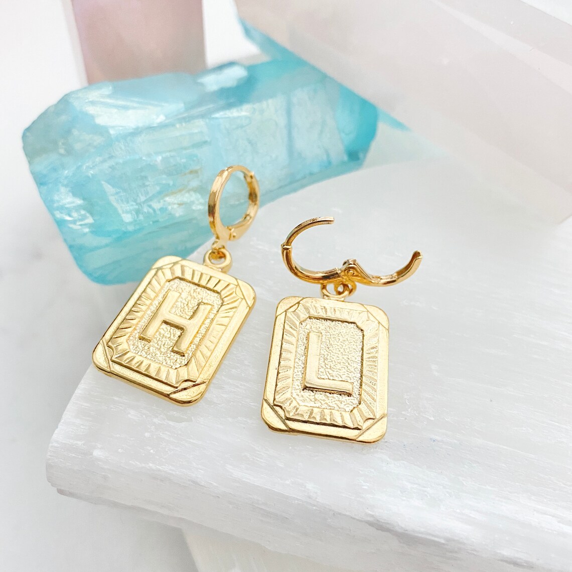 Initial Earrings / Gold Initial Earrings / Letter Earrings / - Etsy
