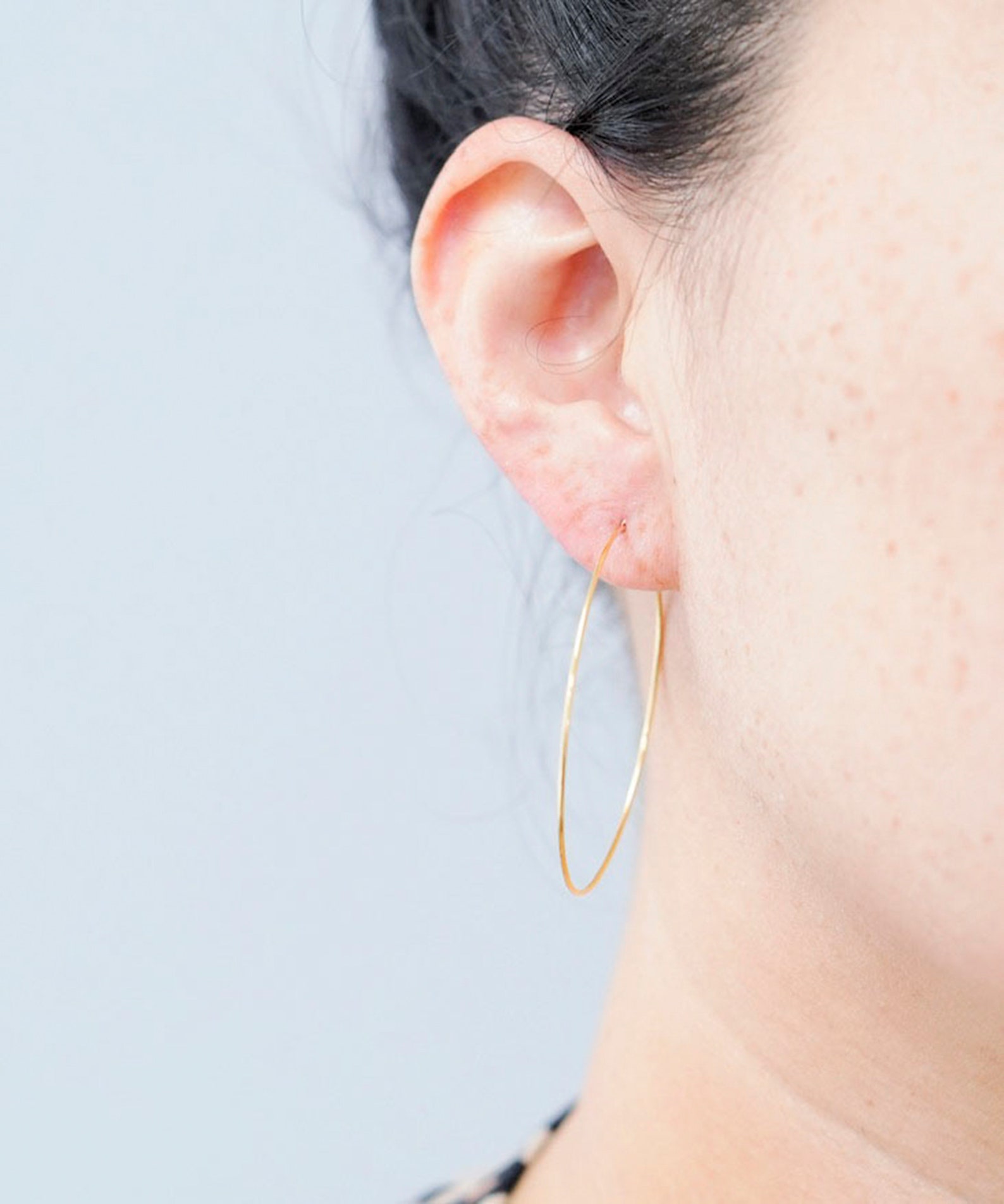 Gold Hoops / Dangle Earrings / Gold Hoop Earrings / Thin Gold - Etsy