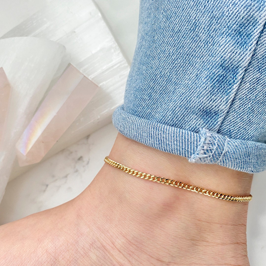 Gold Chain Anklet / Thick Gold Chain Anklet / 18k Gold Chain Anklet ...