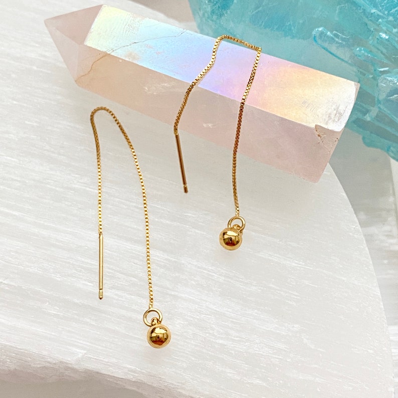 Gold Threader Earrings / Chain Thread Earrings / Simple Gold | Etsy