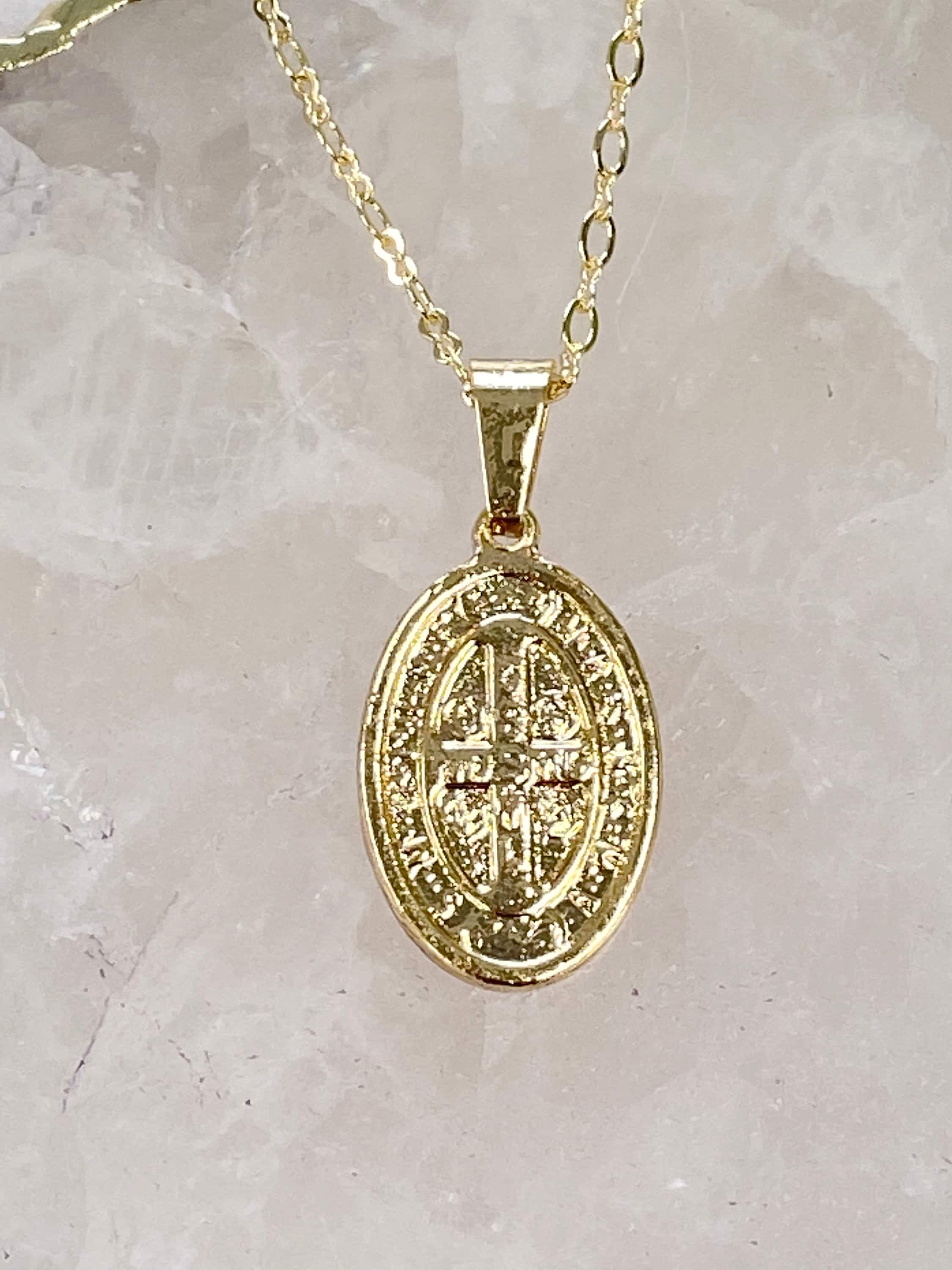Gold Saint Coin Necklace / Gold Coin Necklace / Religious | Etsy