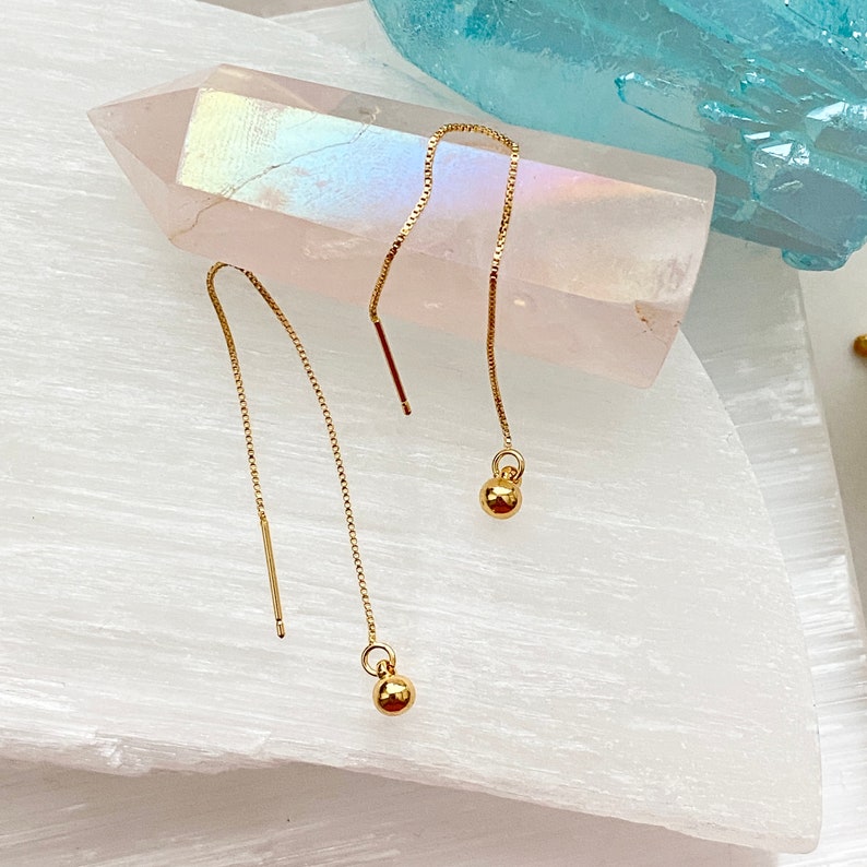Gold Threader Earrings / Chain Thread Earrings / Simple Gold - Etsy