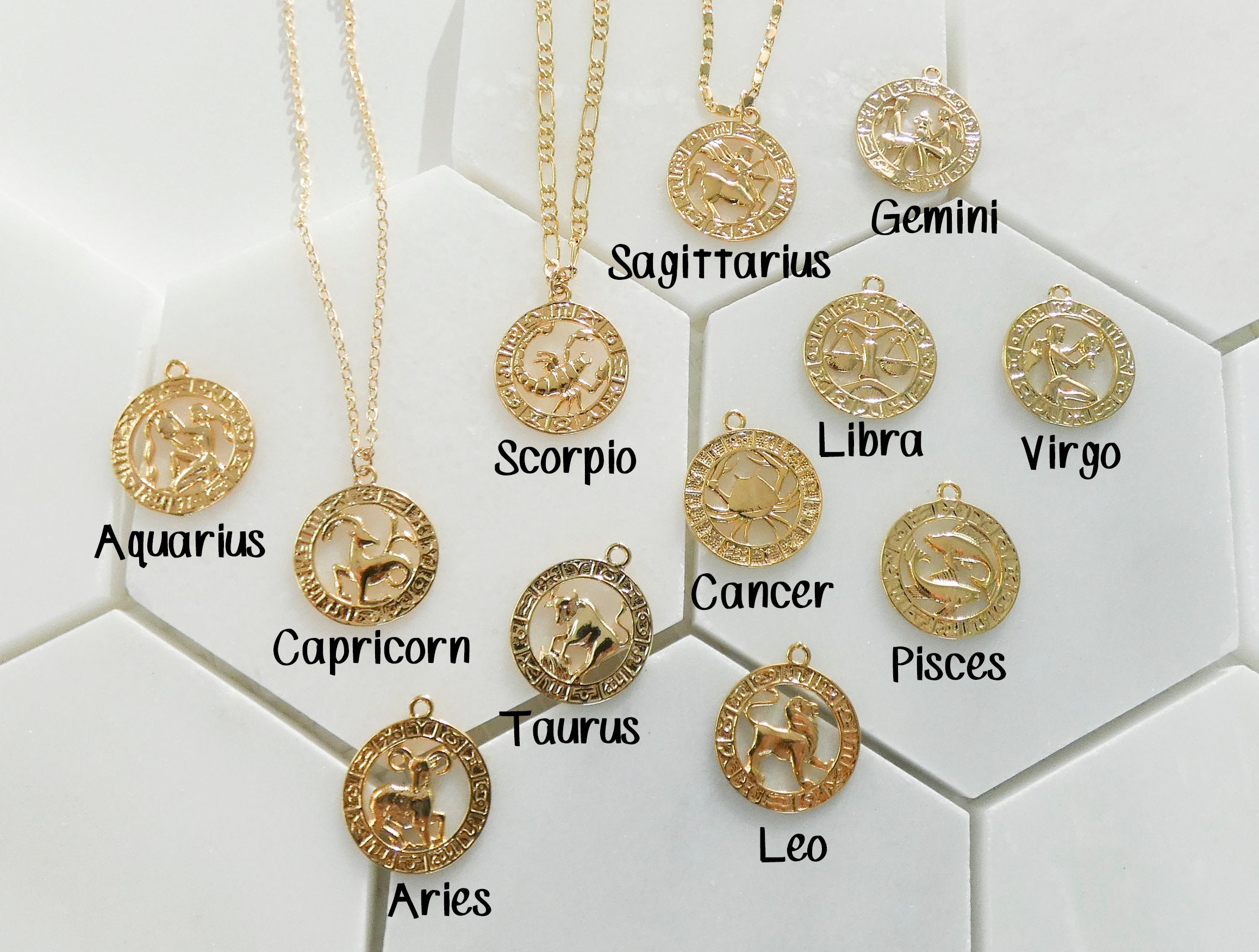 Zodiac Necklace / Gold Zodiac Necklace / Zodiac Sign Necklace / Zodiac ...