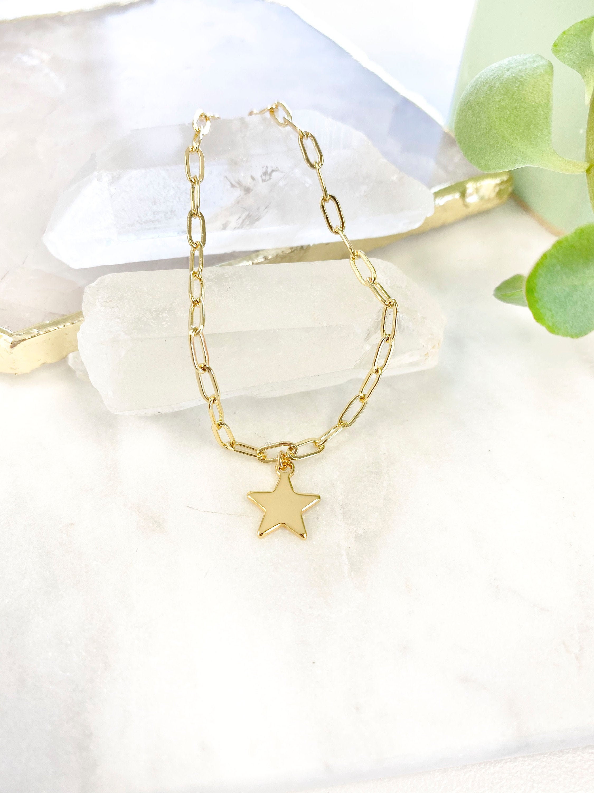 Gold Star Bracelet / Star Bracelet / Chunky Star Bracelet / | Etsy