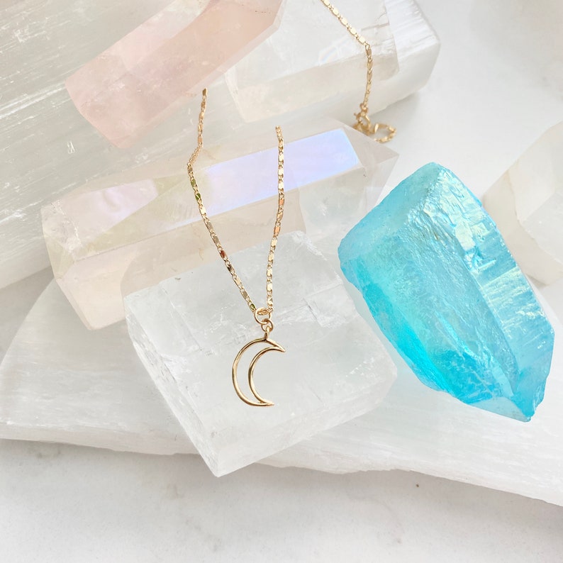 Gold Moon Necklace / Simple Gold Moon Necklace / Small Moon Necklace ...