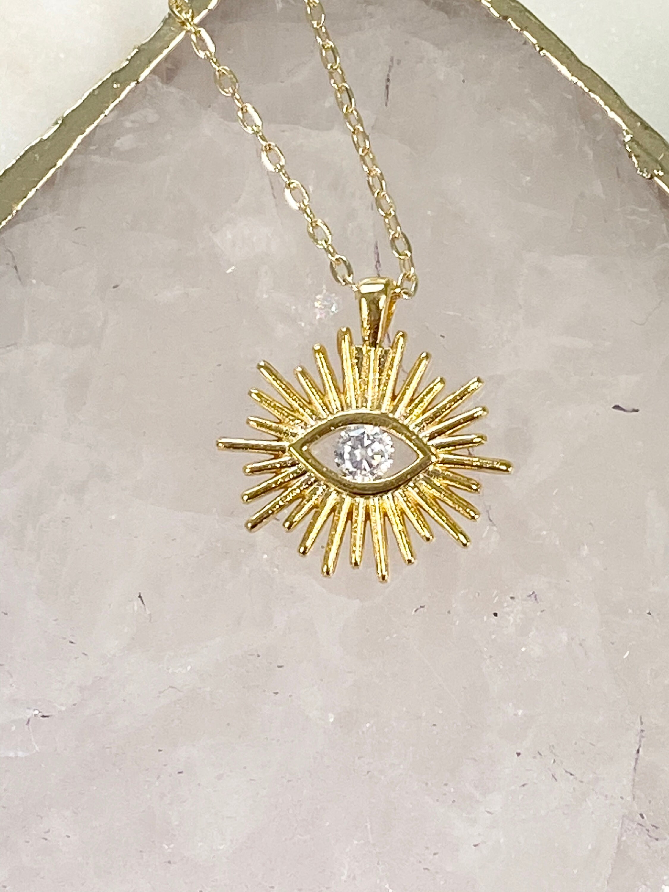 Gold Eye Necklace / Gold Burst Necklace / Mystical Eye | Etsy