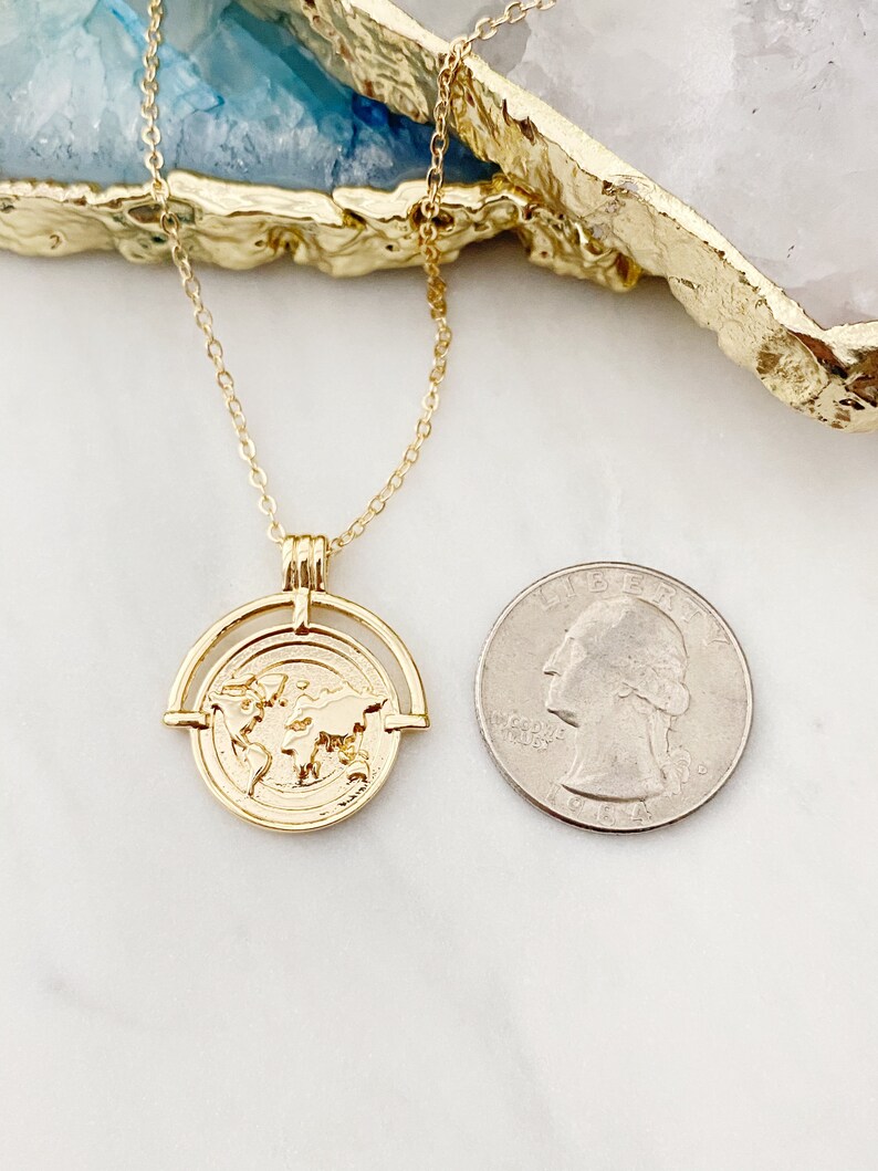 Gold Filled Earth Necklace / Gold Earth Medallion / Gold Globe - Etsy