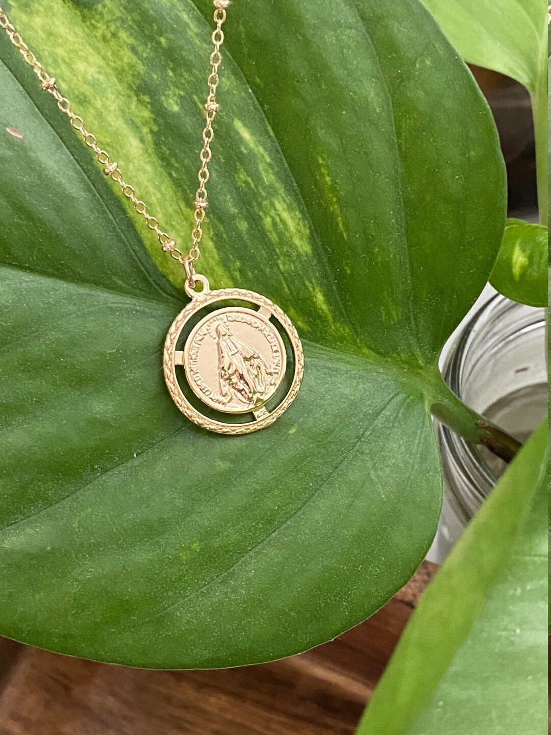 Gold Saint Coin Necklace / Gold Coin Necklace / Religious Necklace ...