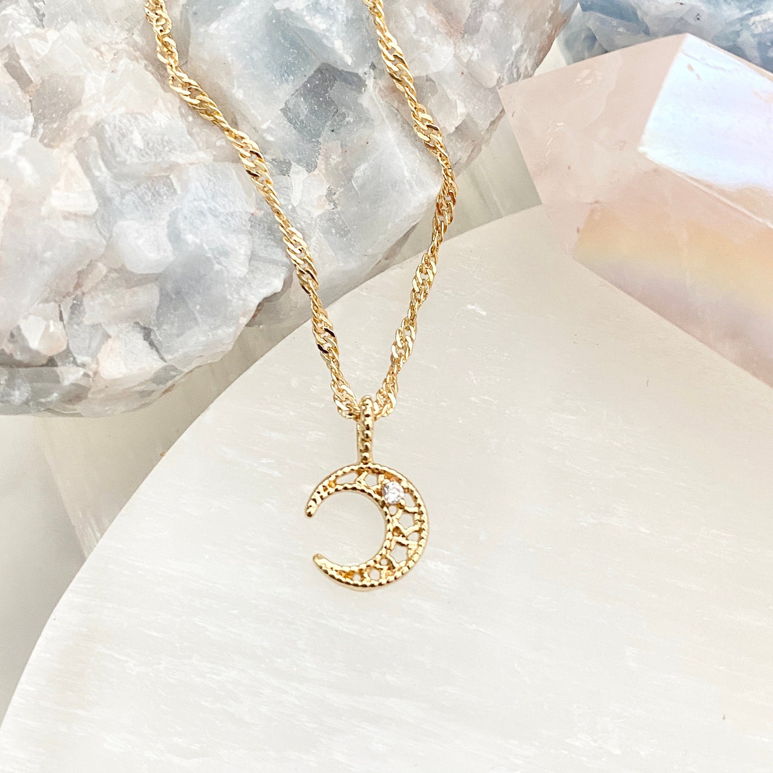 Gold Moon Necklace / Gold Filled Moon Necklace / Moon Necklace | Etsy