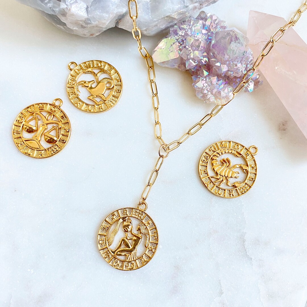 Zodiac Necklace / Gold Zodiac Necklace / Zodiac Sign Necklace / Zodiac ...