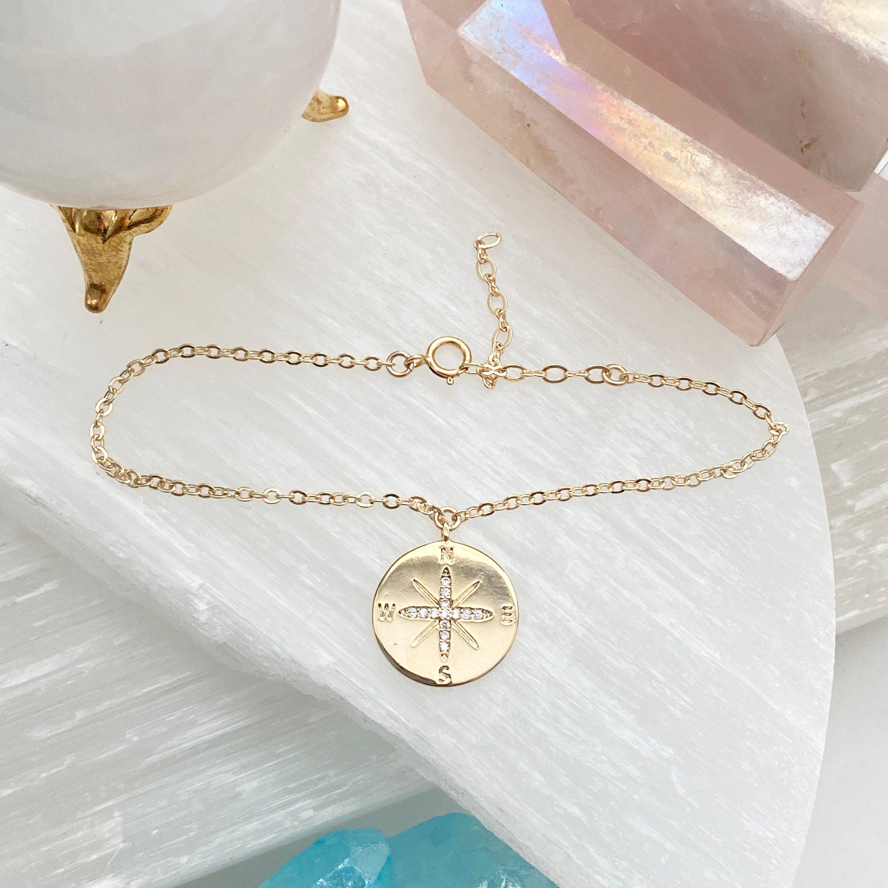 Gold Compass Bracelet / Compass Bracelet / Sparkly Compass | Etsy