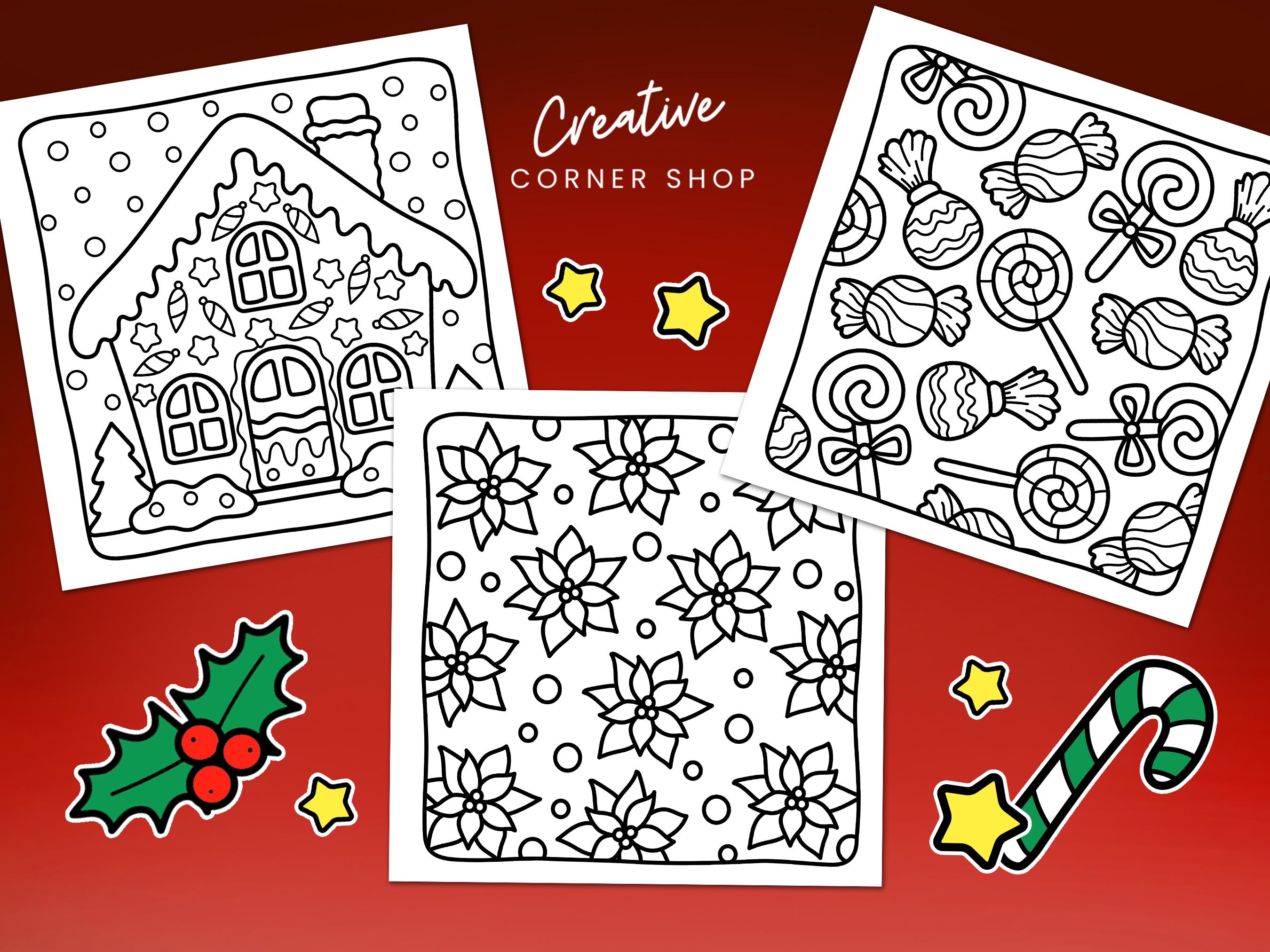 10 Christmas Patterns Coloring Pages Set 1 - Etsy