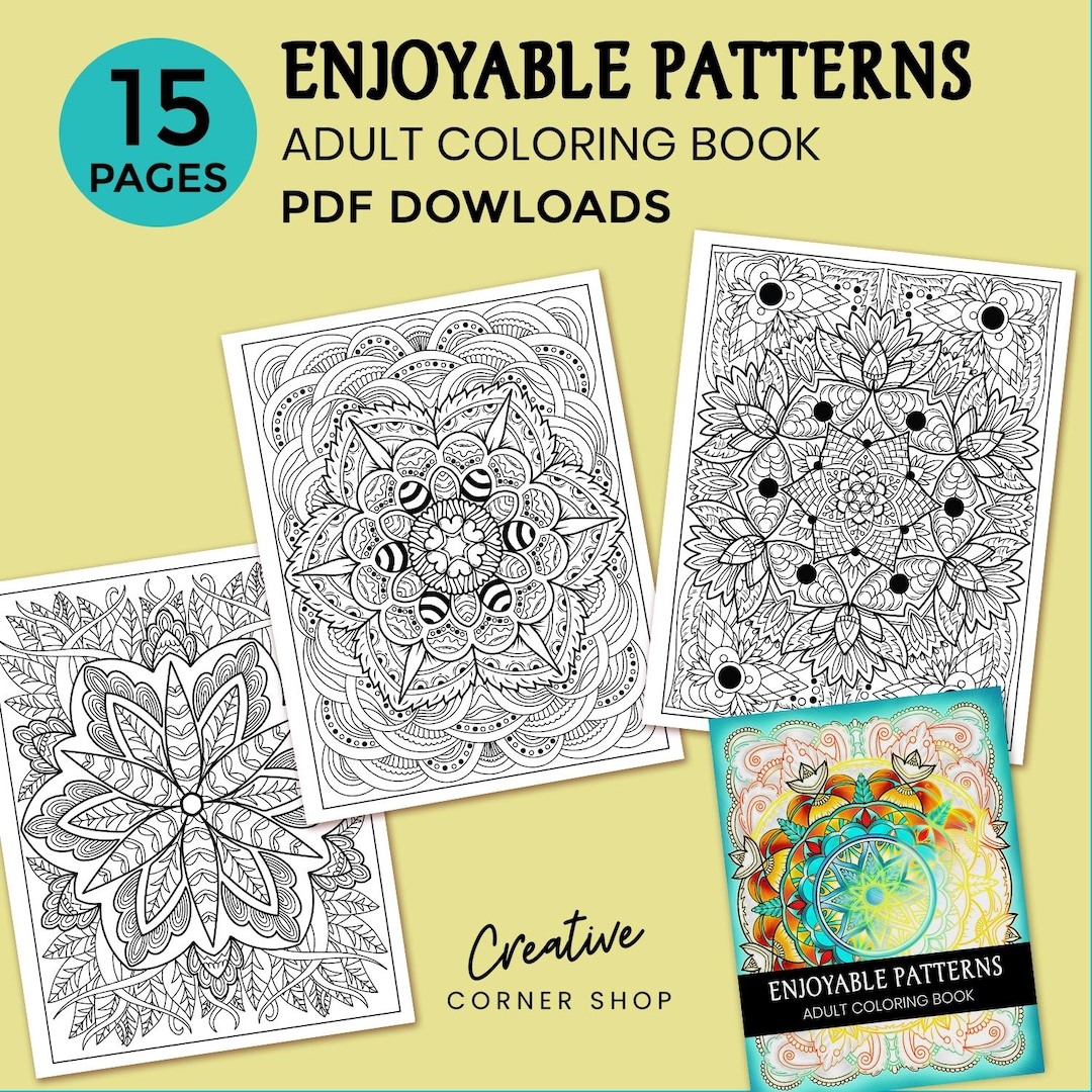 15 Mandala Patterns Coloring Pages, Adult Coloring Book, Creative ...