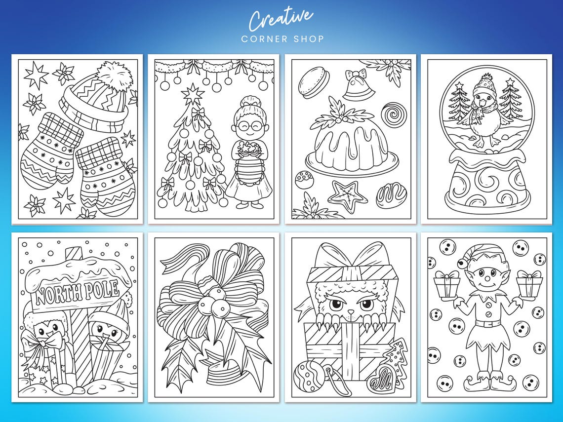 Bold and Easy Christmas Coloring Book, Printables, Set 2 of 20 Pages - Etsy