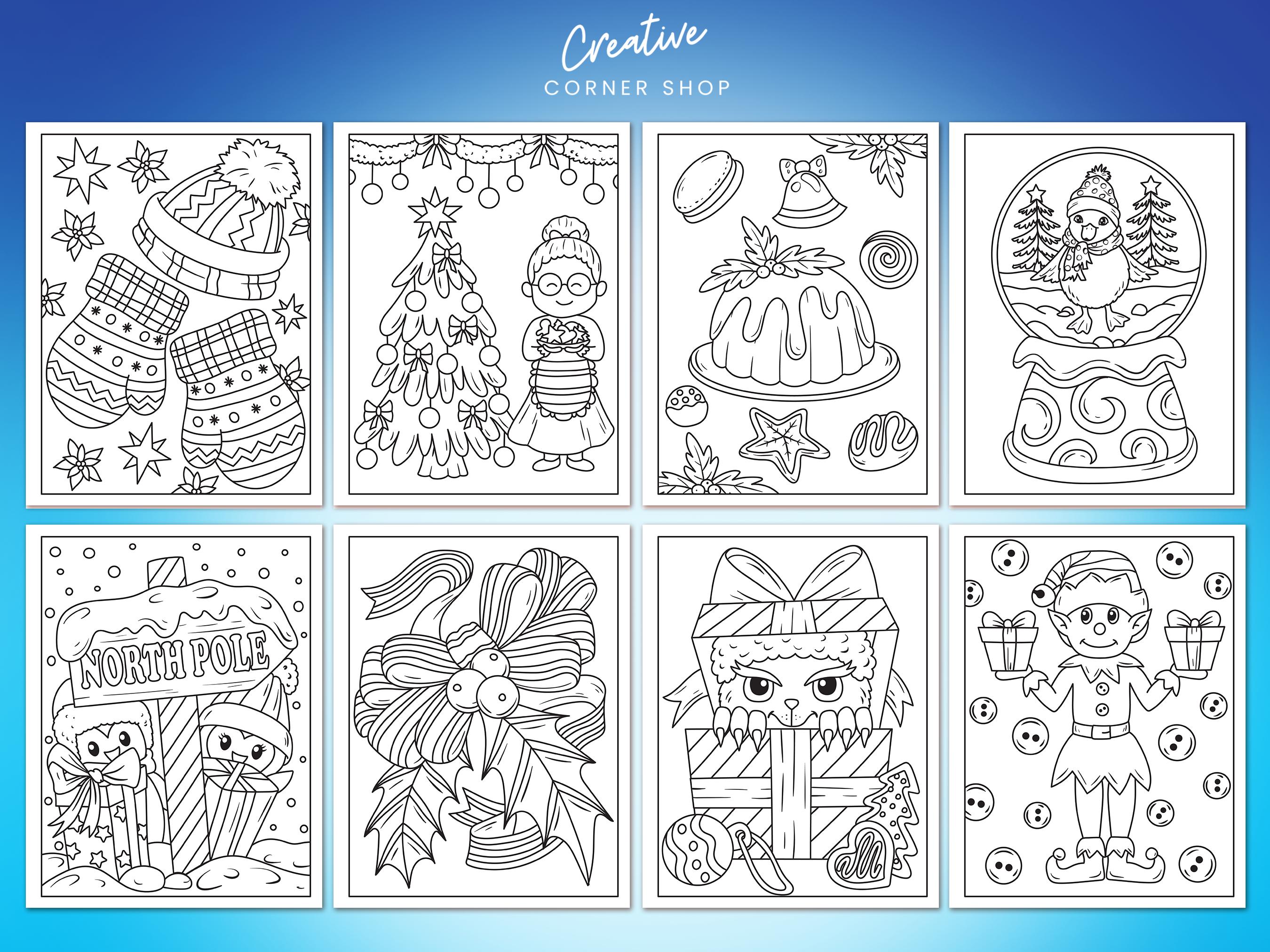 Bold and Easy Christmas Coloring Book, Printables, Set 2 of 20 Pages - Etsy