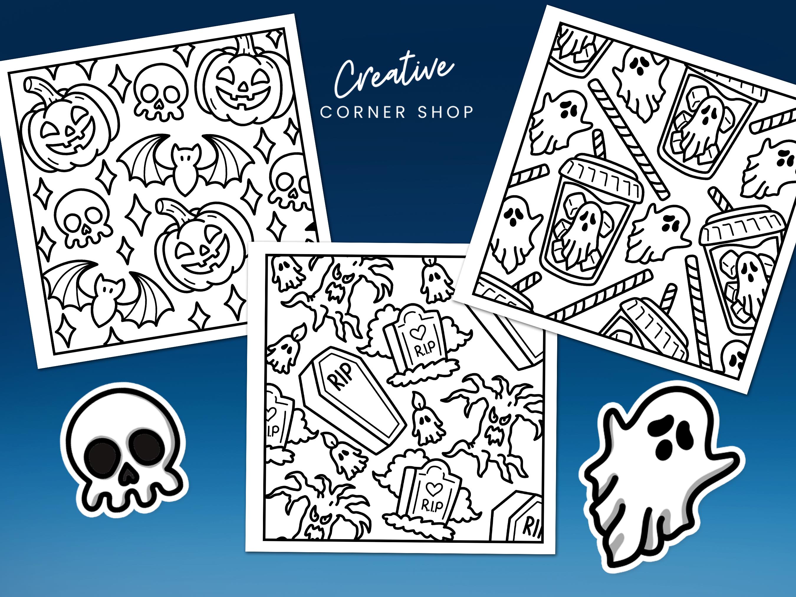 Spooky Patterns 10 Coloring Pages for Fun Coloring - Etsy