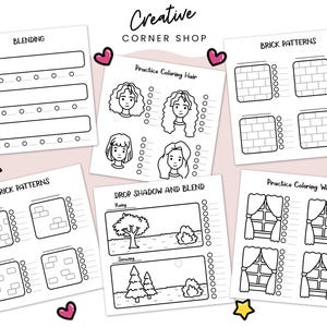 13 Coloring Practice Pages, Improve Coloring Skills, Blending and ...