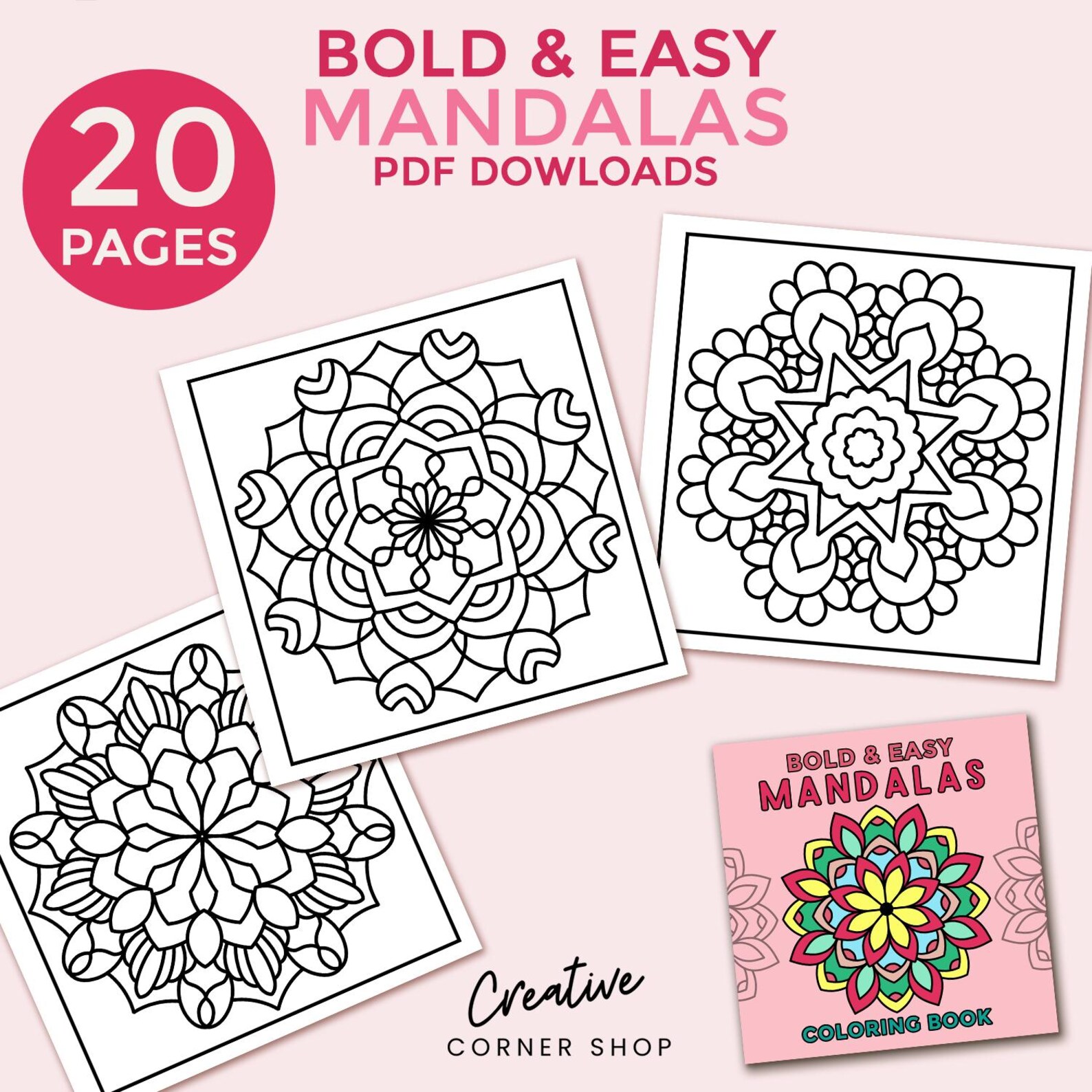 20 Pages of Bold and Easy Mandalas Part 2, Creative Relaxation for All ...