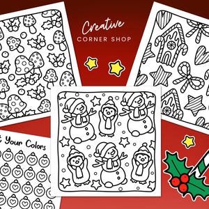 10 Christmas Patterns Coloring Pages Set 2 - Etsy