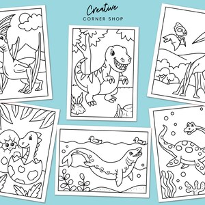 10 Cute Dinosaur Coloring Pages, Coloring Book for Kids, Activity Pages ...