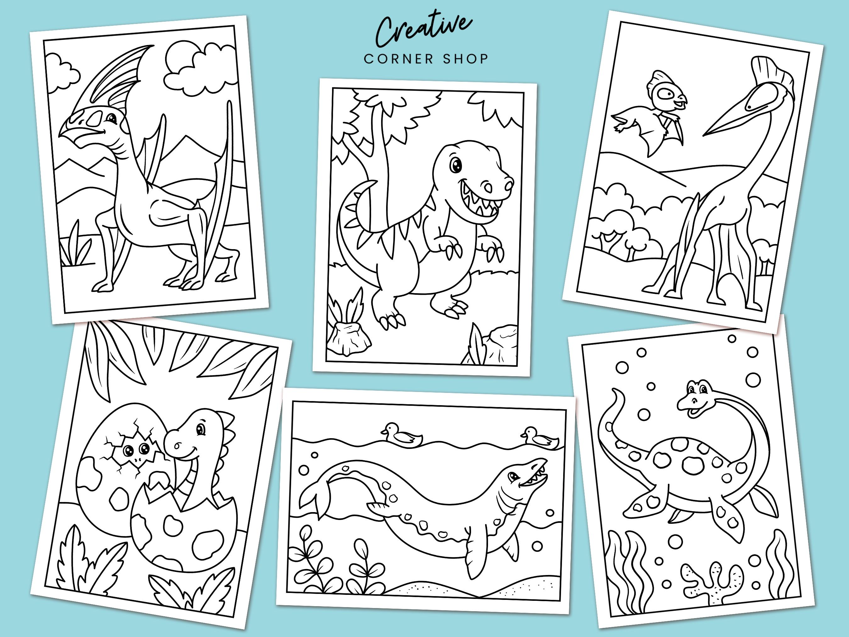 10 Cute Dinosaur Coloring Pages, Coloring Book for Kids, Activity Pages ...