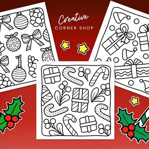 10 Christmas Patterns Coloring Pages Set 2 - Etsy