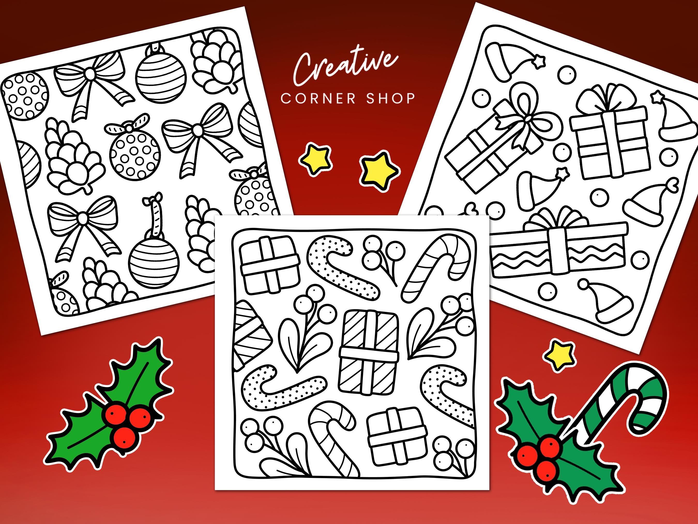 10 Christmas Patterns Coloring Pages Set 2 - Etsy