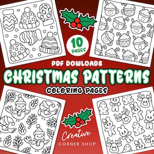10 Christmas Patterns Coloring Pages Set 2 - Etsy