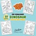 10 Cute Dinosaur Coloring Pages, Coloring Book for Kids, Activity Pages ...