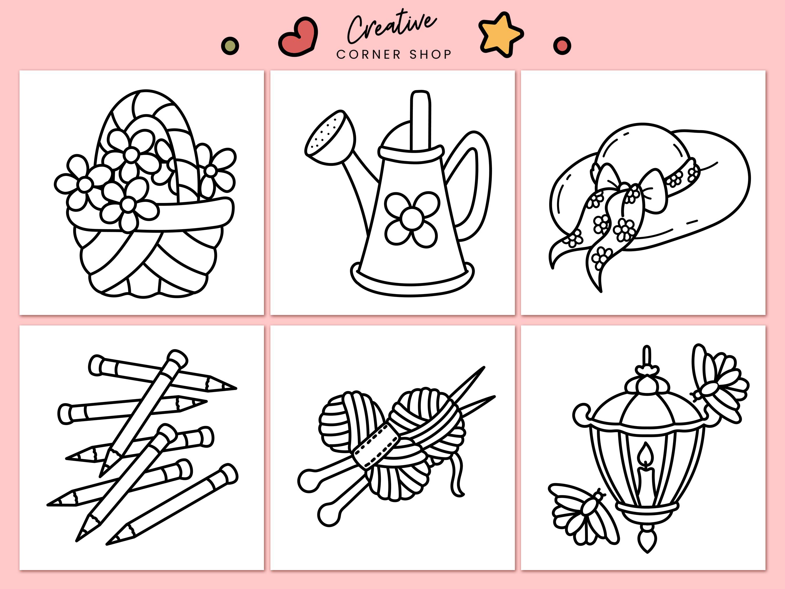 Cute Bold and Easy Designs, 10 Coloring Pages to Color, Set 4 - Etsy