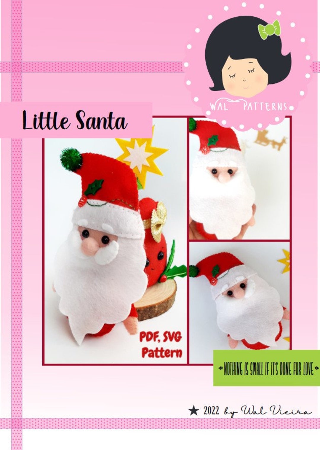 Little Santa Felt Pattern PDF SVG Felt Doll Christmas Ornament Decor Handsew Santa Claus Sewing ...