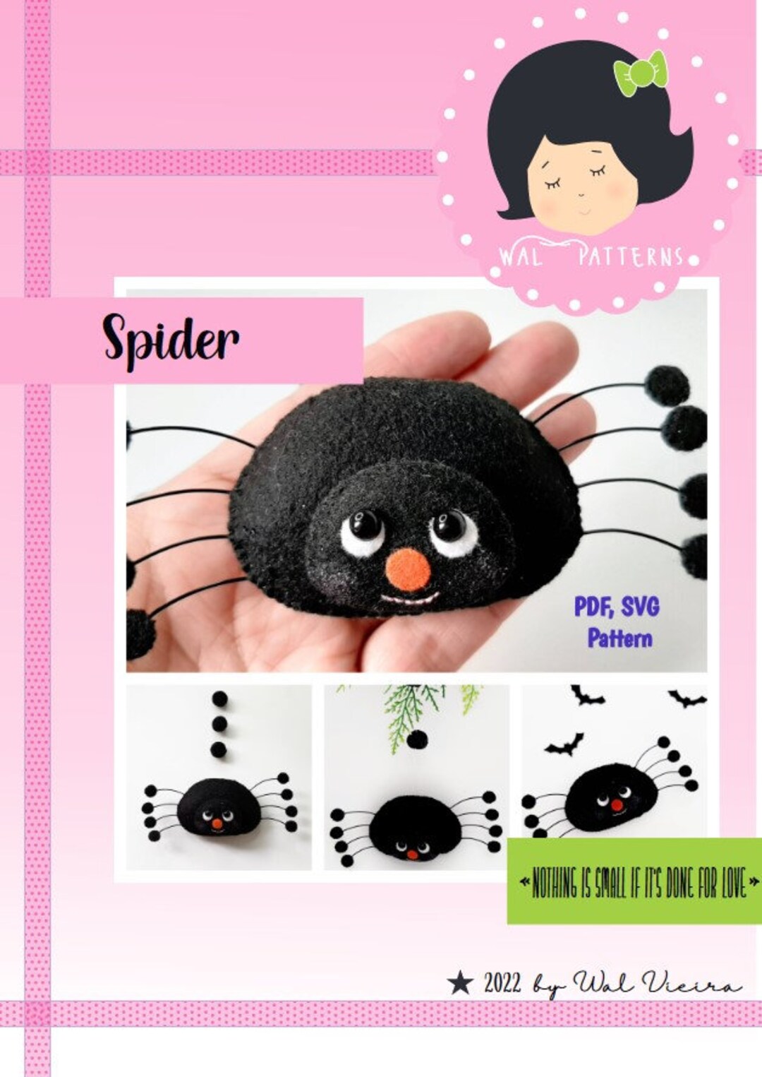 Halloween Felt Spider PDF SVG Pattern Party Kids Ornament Handmade ...